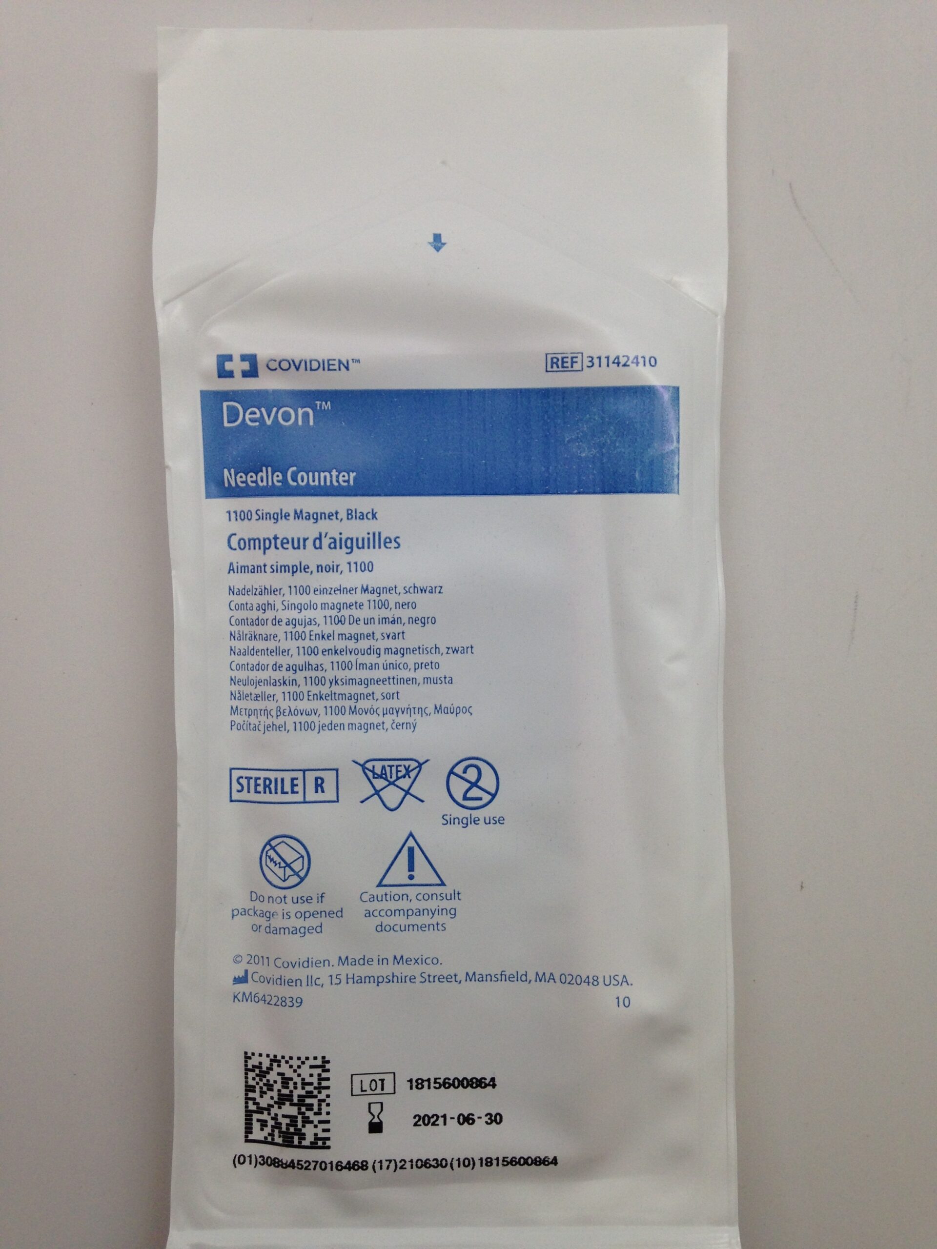 COVIDIEN 31142410 Devon Needle Counter, 1100 Single Magnet, Black (X ...