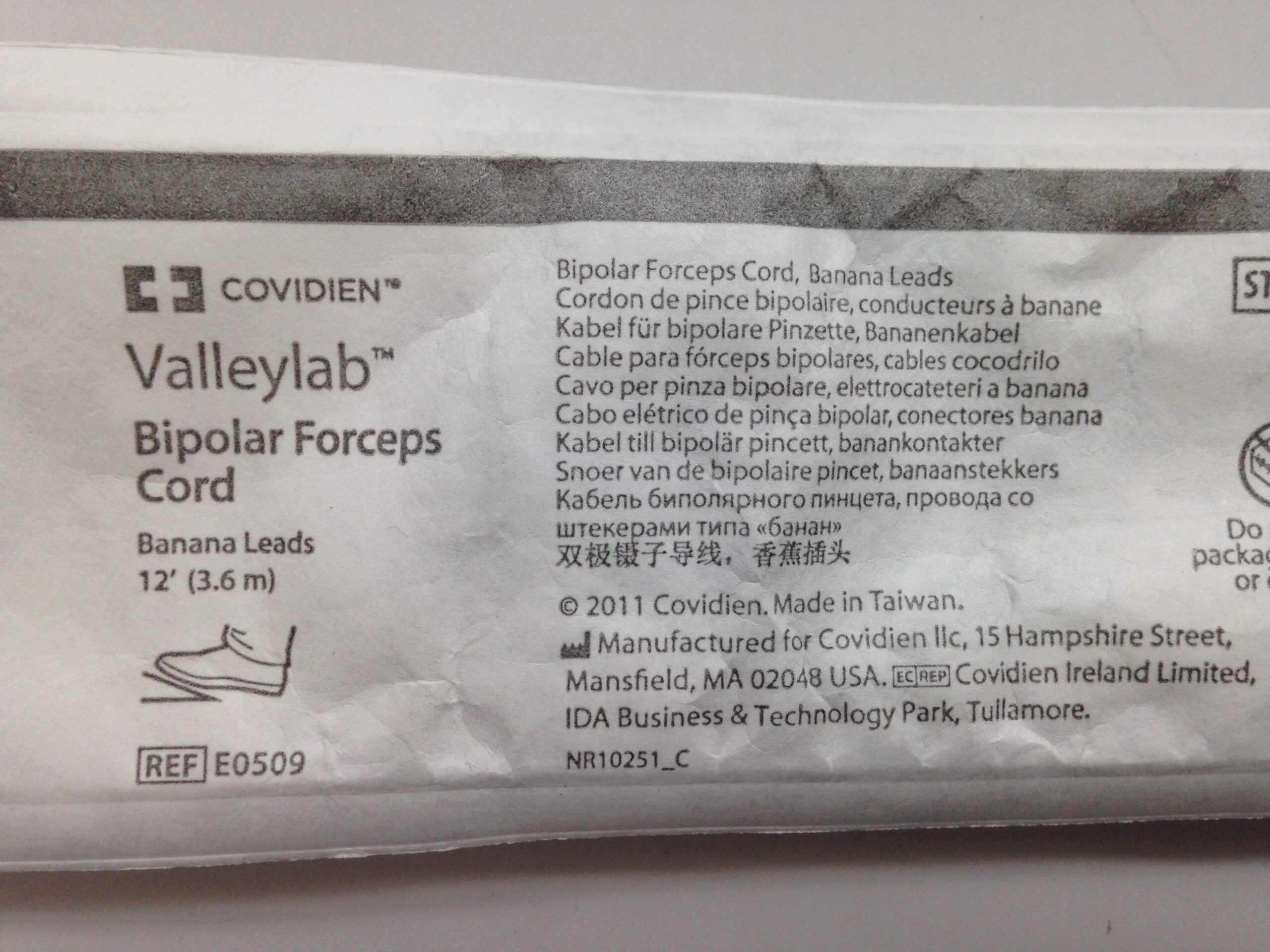 COVIDIEN E0509 Valleylab Bipolar Forceps Cord, Banana Leads 12" - GB ...