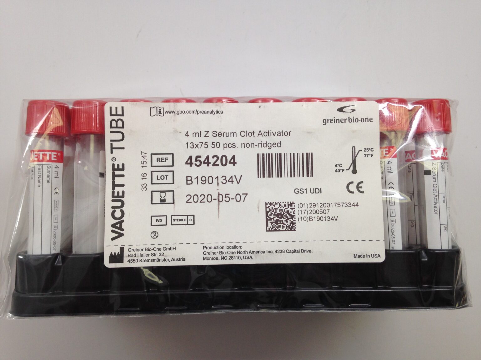 BD 367820 Vacutainer Serum Blood Collection Tubes, 16 x 100mm (100/Pkg ...