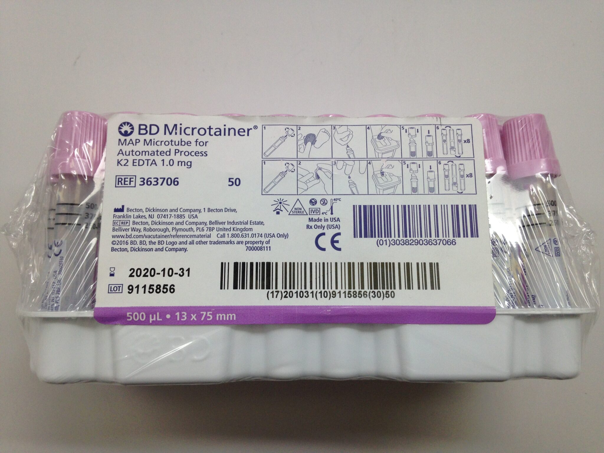 BD 363706 Microtainer MAP Microtube For Automated Process, 1.0mg, 13 x ...