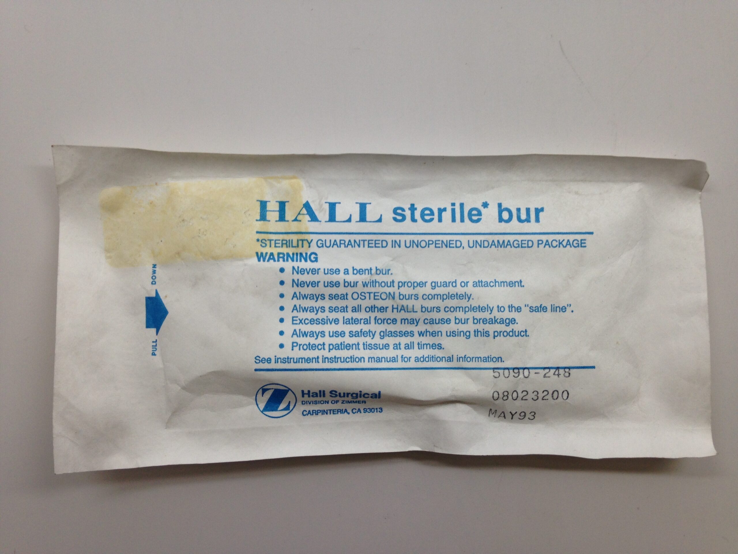 HALL SURGICAL 5090-248 Sterile Bur Wire Pass Drill Short (X) - GB TECH USA