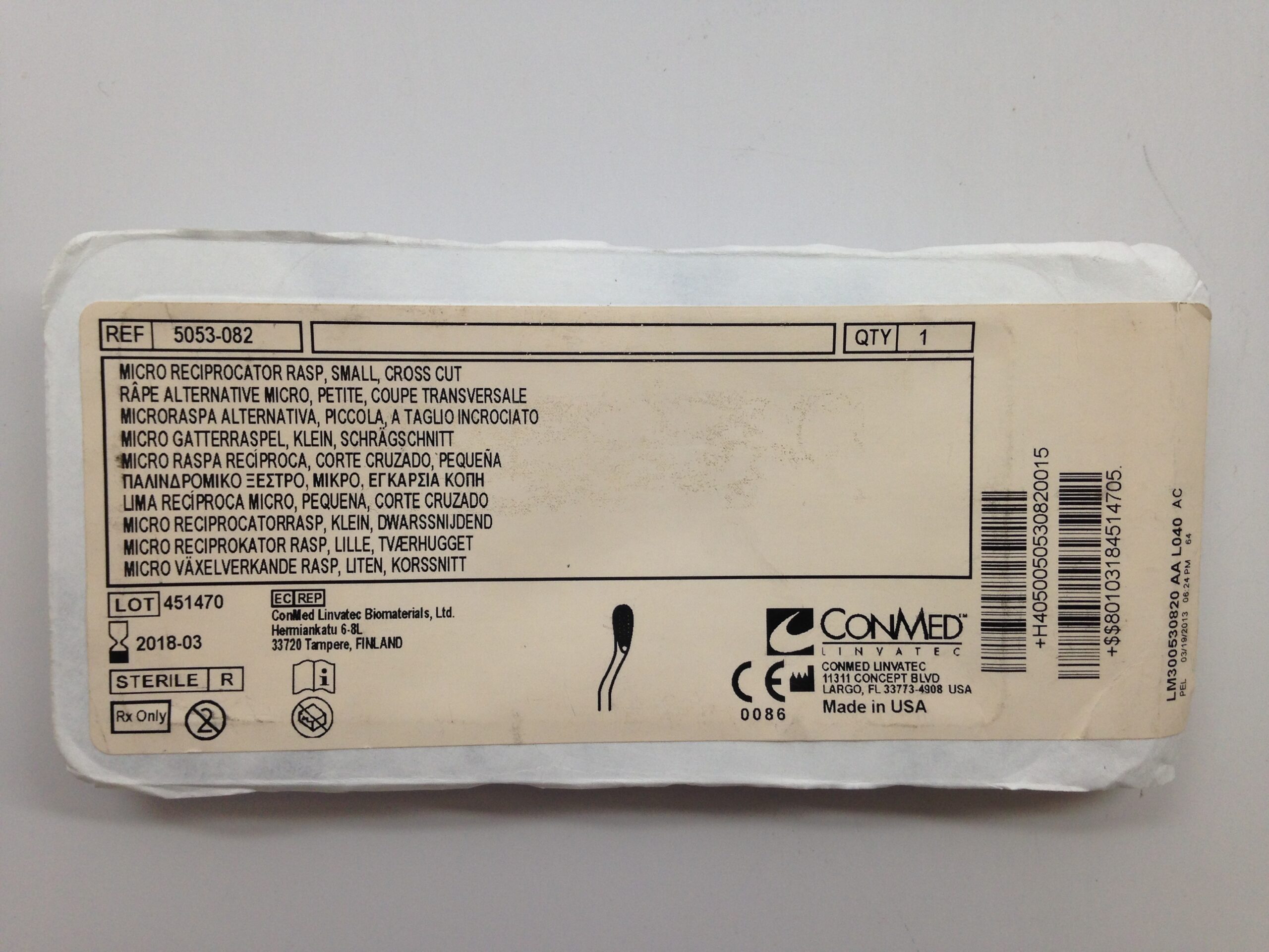 CONMED 5053-082 Micro Reciprocating Rasp, Small, Cross Cut (X) - GB ...