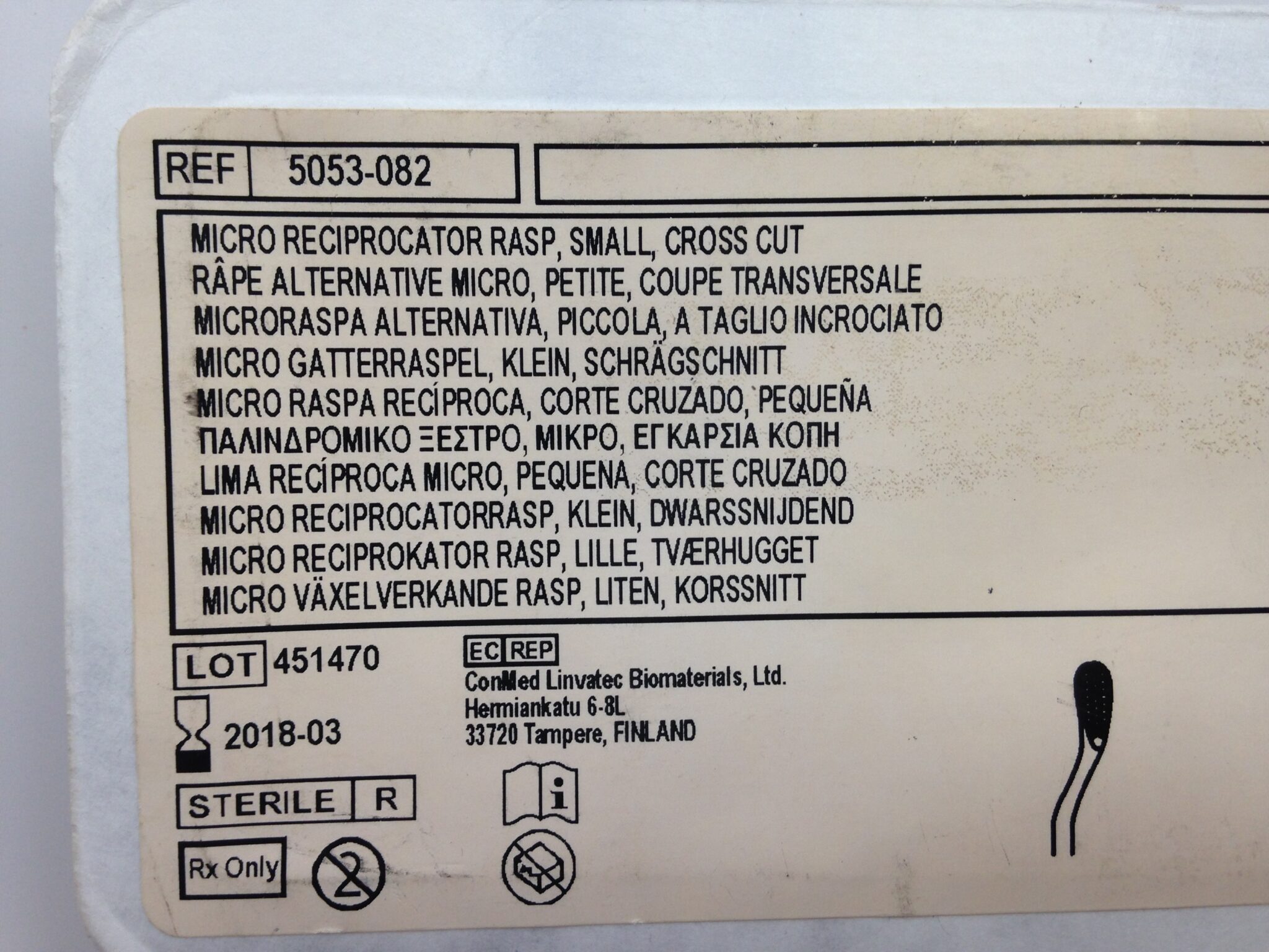 CONMED 5053-082 Micro Reciprocating Rasp, Small, Cross Cut (X) - GB ...