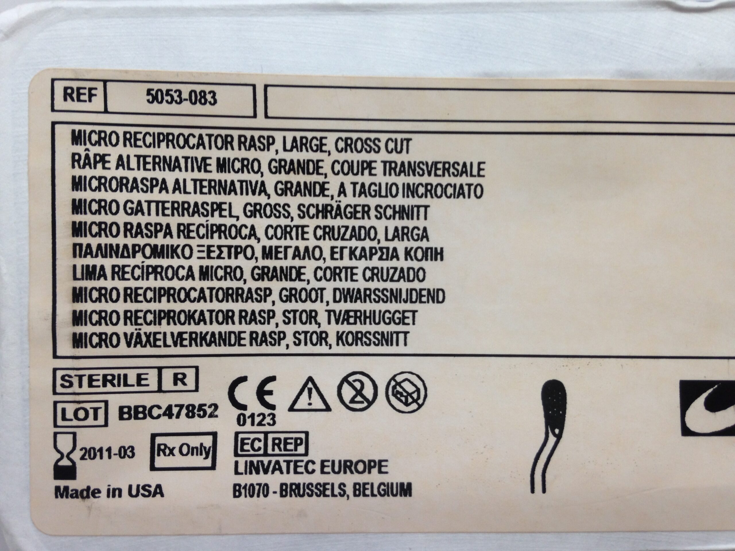 CONMED 5053-083 Micro Reciprocating Rasp, Large, Cross Cut 6.5mm x 12 ...