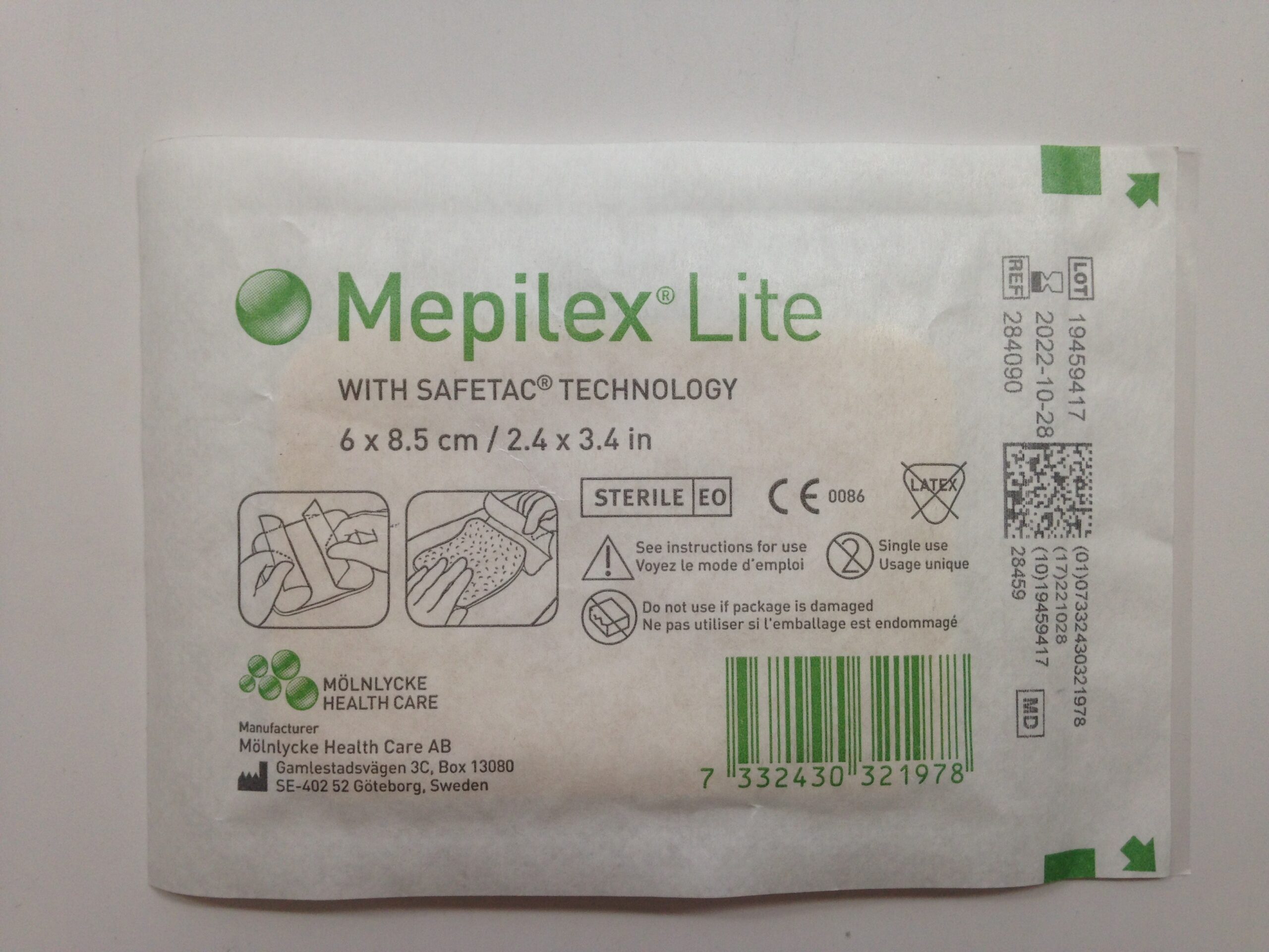 MÖLNLYCKE 284090 Mepilex Lite Thin Foam Dressing With Safetac ...
