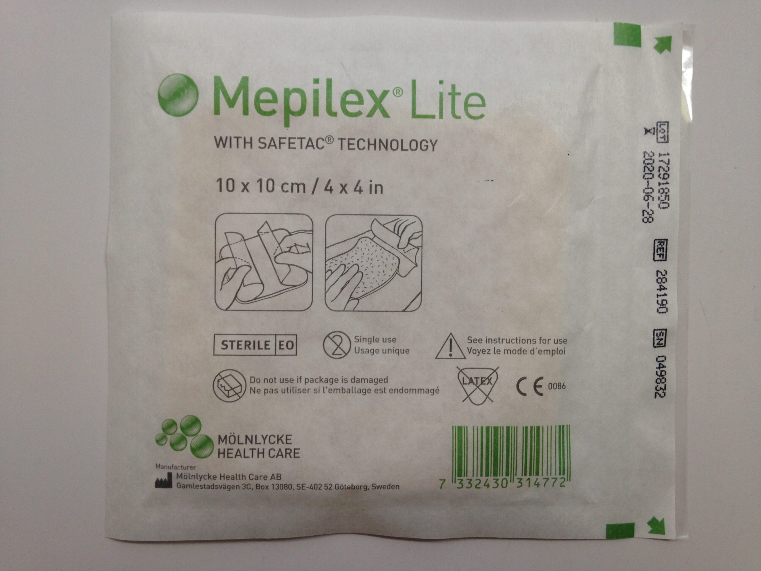 MÖLNLYCKE 284190 Mepilex Lite Dressing With Safetac Technology ...