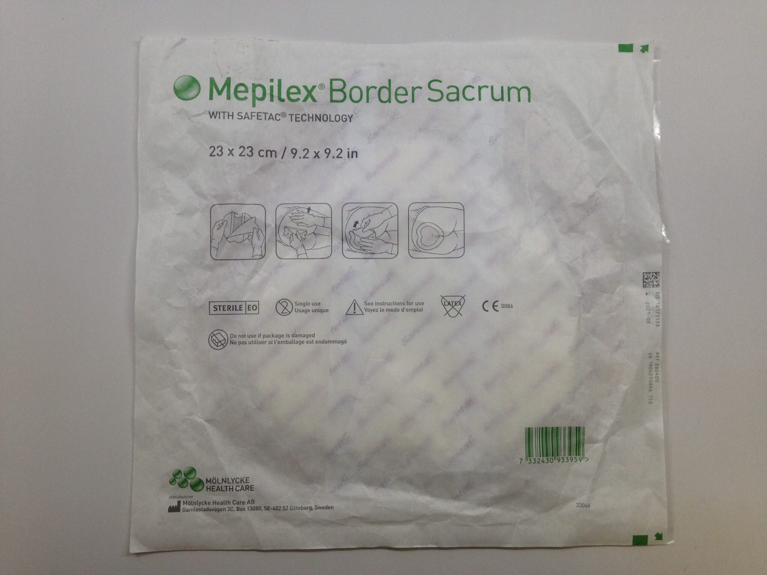 MÖLNLYCKE 282400 Mepilex Border Sacrum Dressing With Safetac Technology ...