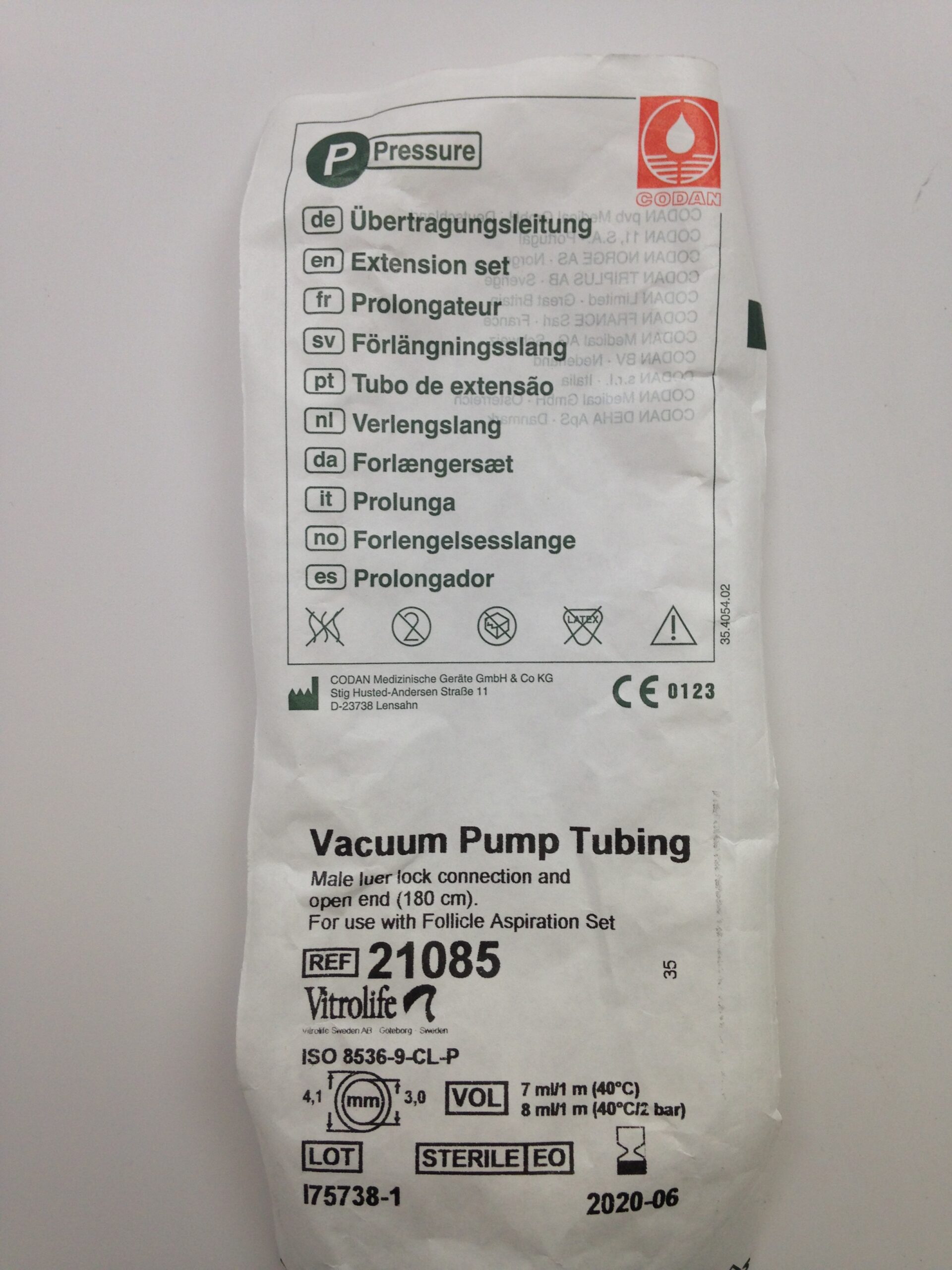 CODAN 21085 Extension Set, Vacuum Pump Tubing, Male Luer Lock ...