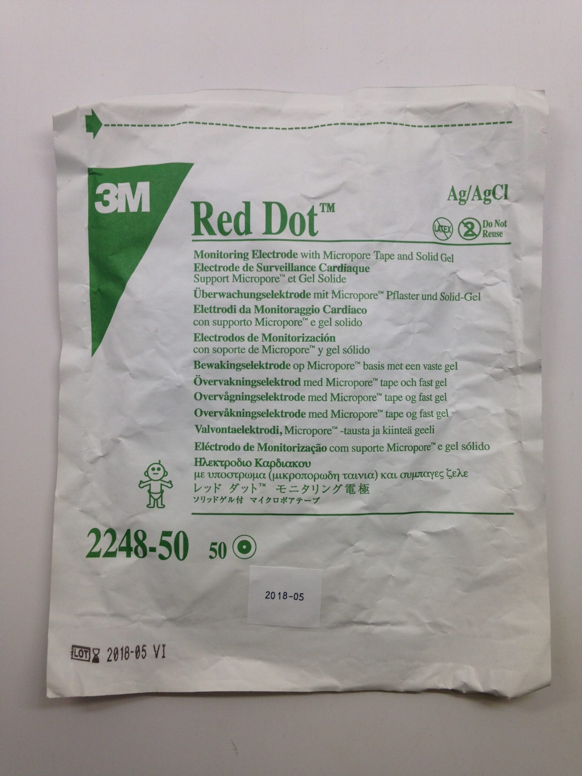 3M 2248-50 Red Dot Monitoring Electrode With Micropore Tape And Solid ...