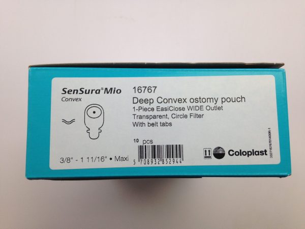 COLOPLAST 16767 SenSura Mio Deep Convex Ostomy Pouch, 1-Piece EasiClose WIDE Outlet, Transparent ...