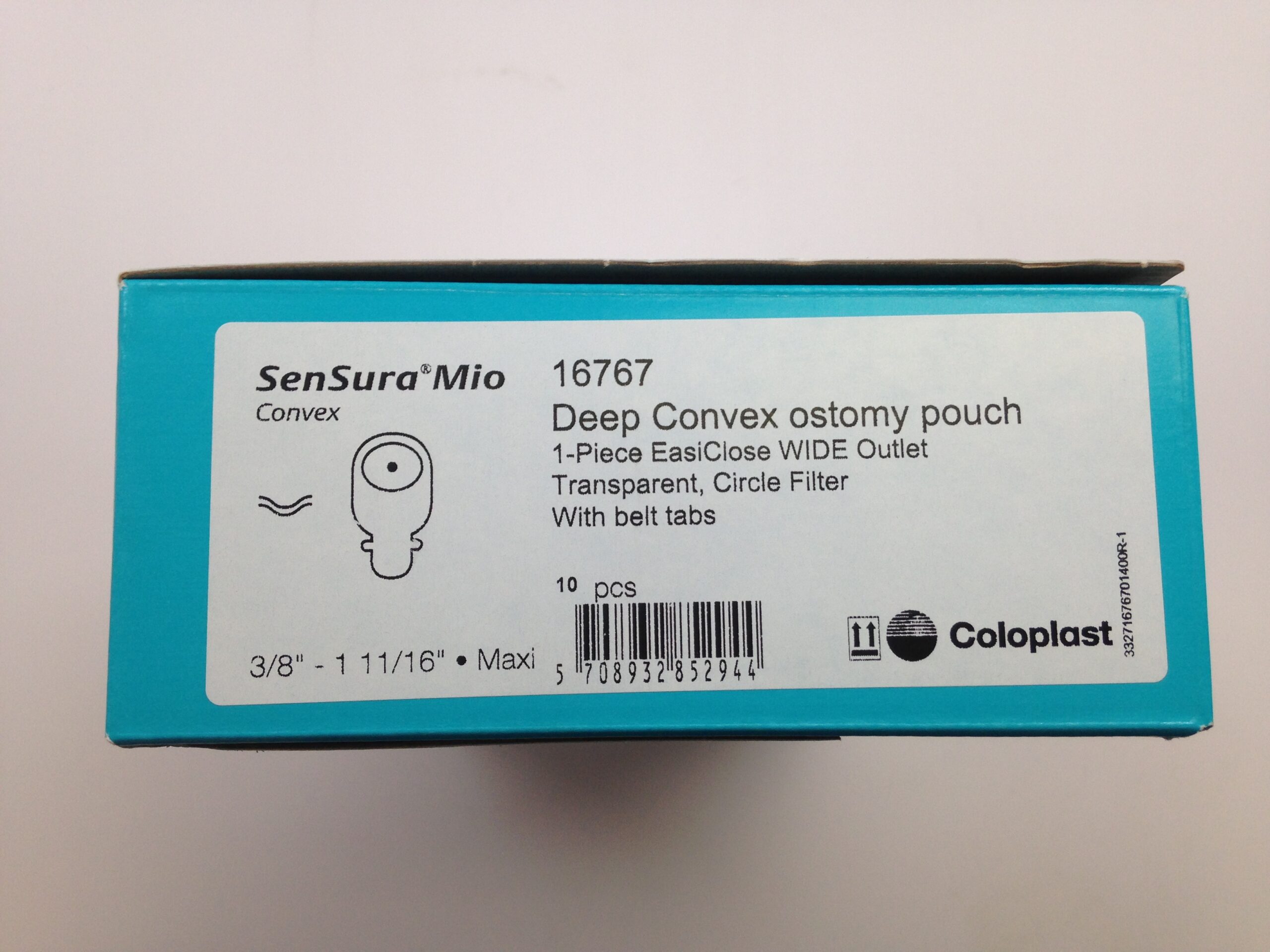 COLOPLAST 16767 SenSura Mio Deep Convex Ostomy Pouch, 1-Piece EasiClose WIDE Outlet, Transparent ...