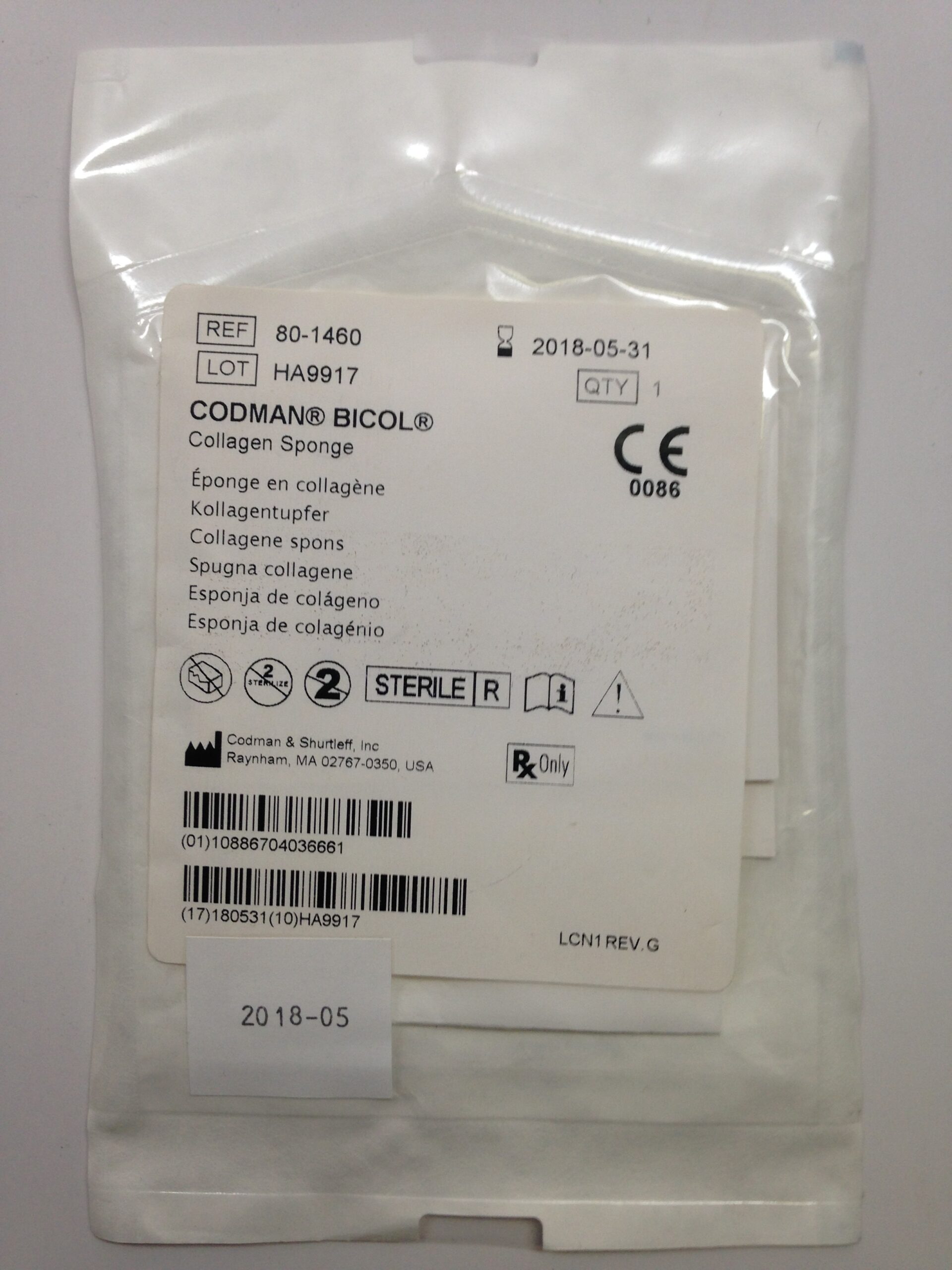 CODMAN 80-1460 Bicol Collagen Sponge (X) - GB TECH USA