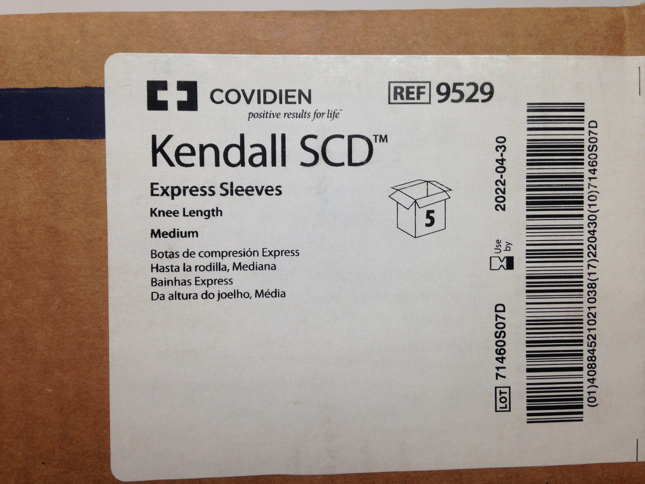 COVIDIEN 9529 Kendal SCD Express Sleeves, Knee Length, Medium (5/Box ...