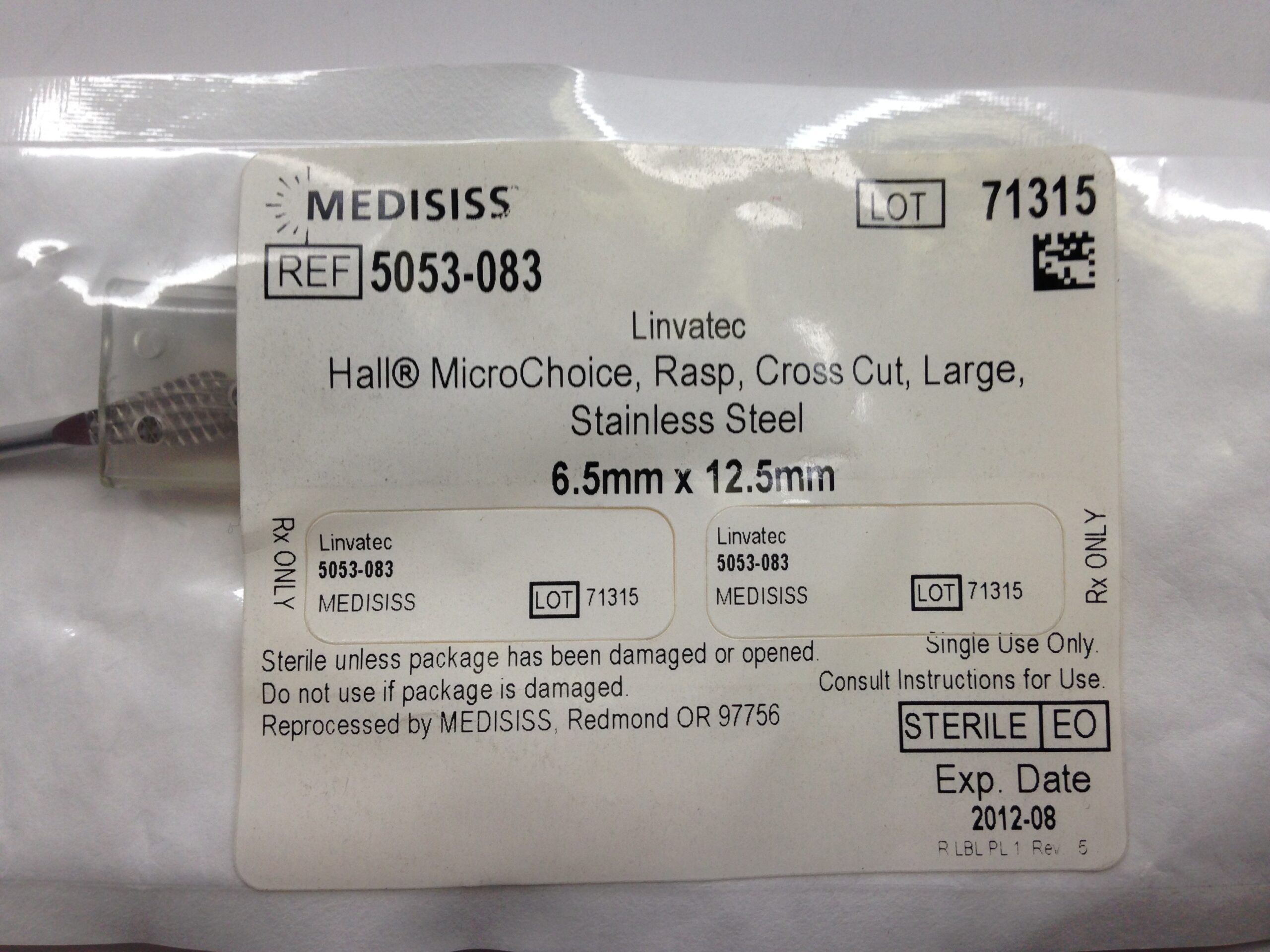 LINVATEC 5053-083 MicroChoice Rasp, Cross Cut, Large, Stainless Steel ...