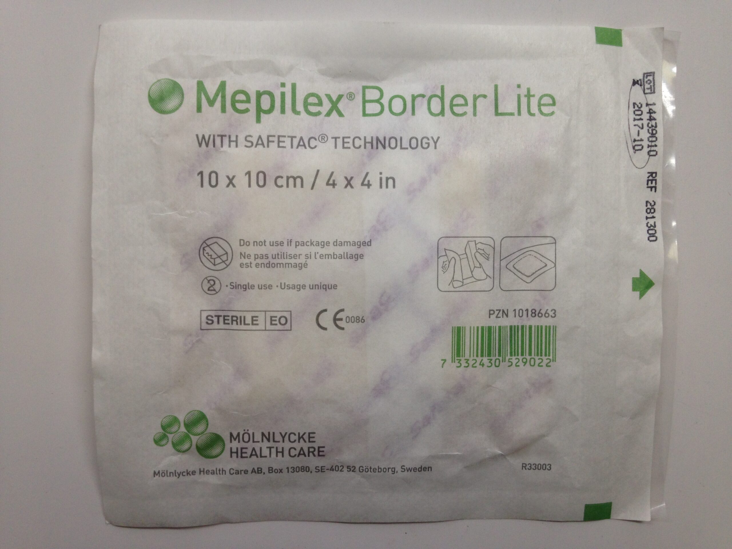 MÖLNLYCKE 281300 Mepilex Border Lite Self-Adherent All-In-One Thin ...