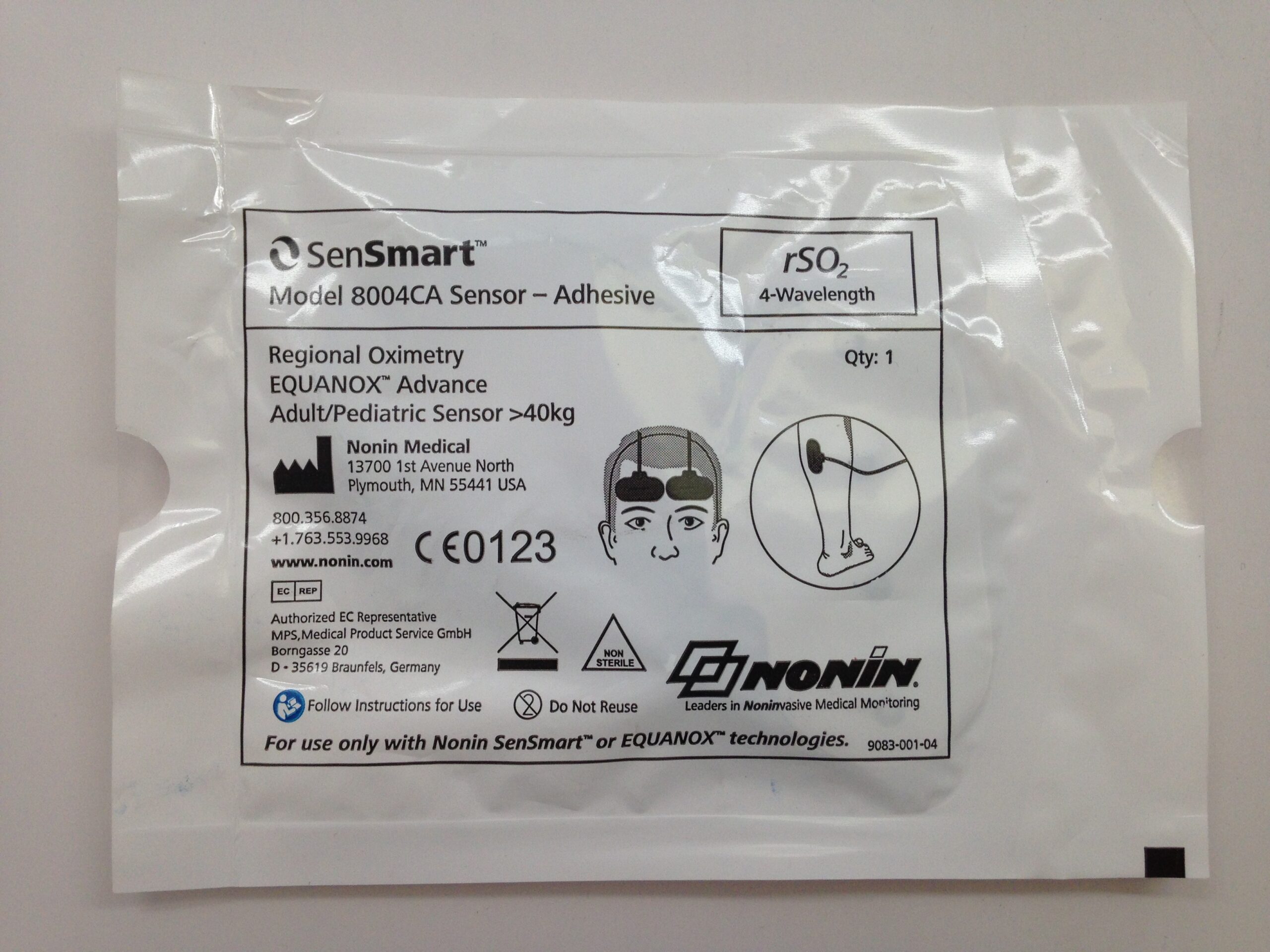 NONIN 8004CA Regional Oximetry Equanox Advance Adult/Pediatric Sensor ...