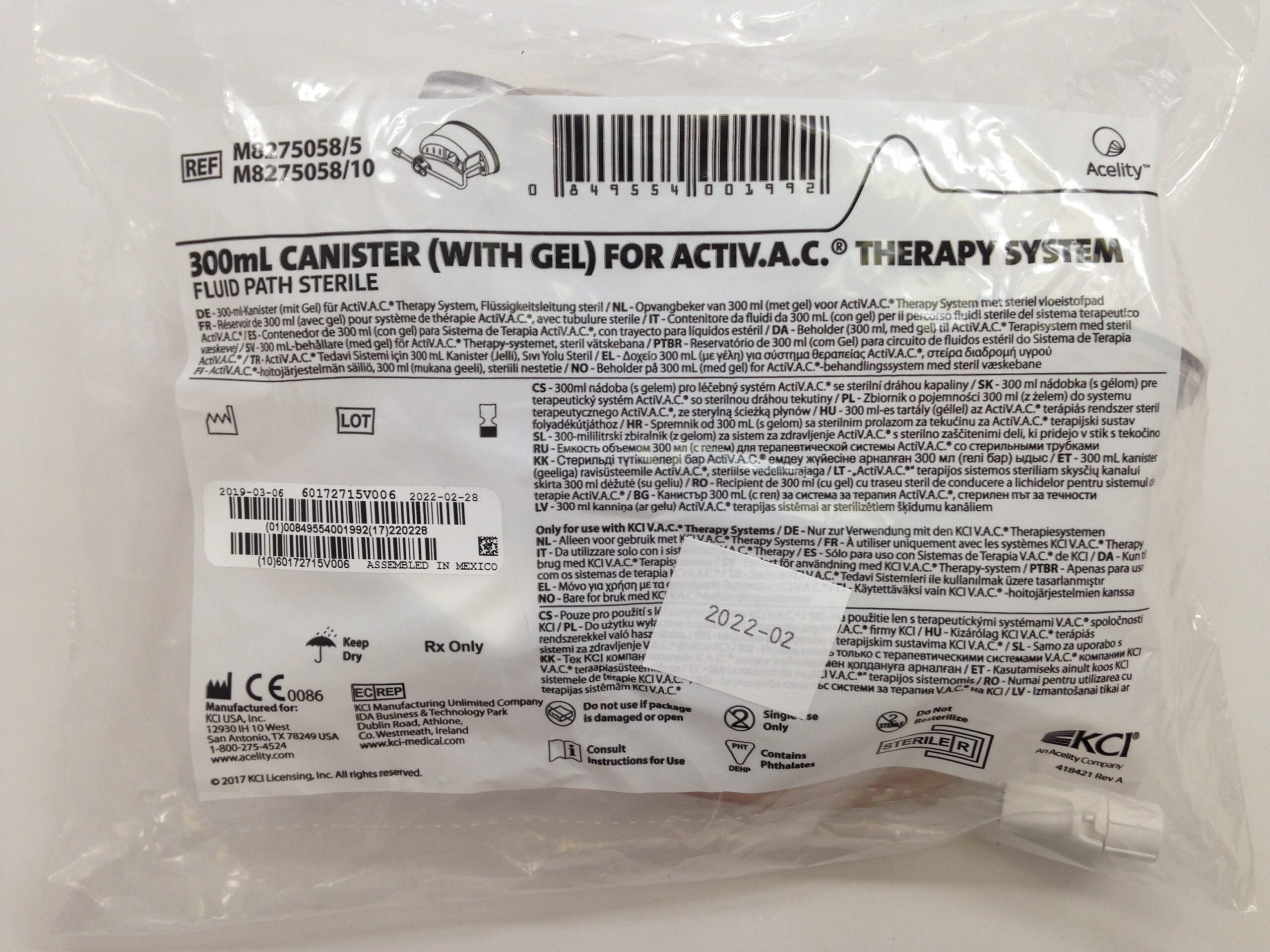 KCI M8275058 300mL Canister (With Gel) For ActiV.A.C.Therapy System ...