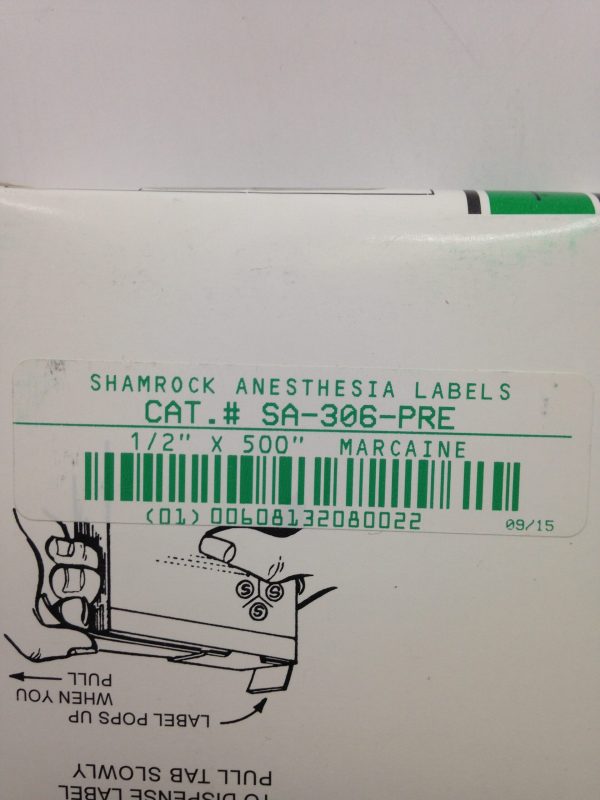 SHAMROCK SCIENTIFIC SA-306-PRE Specialty Labels, 1/2" x 500" Marcaine ...