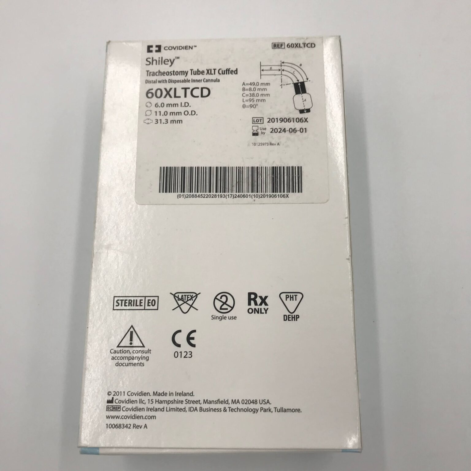 COVIDIEN 60XLTCD Shiley Tracheostomy Tube XLT Cuffed, Distal With ...