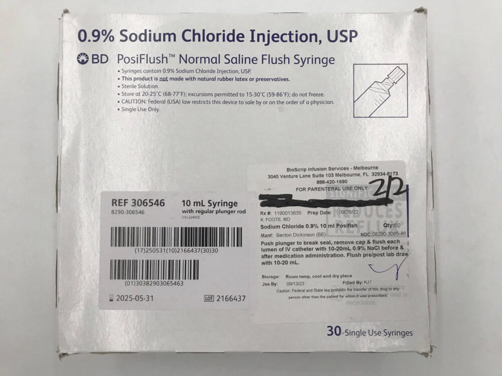 BD 306546 Sodium Chloride Injection 0.9%, USP, PosiFlush Normal Saline ...