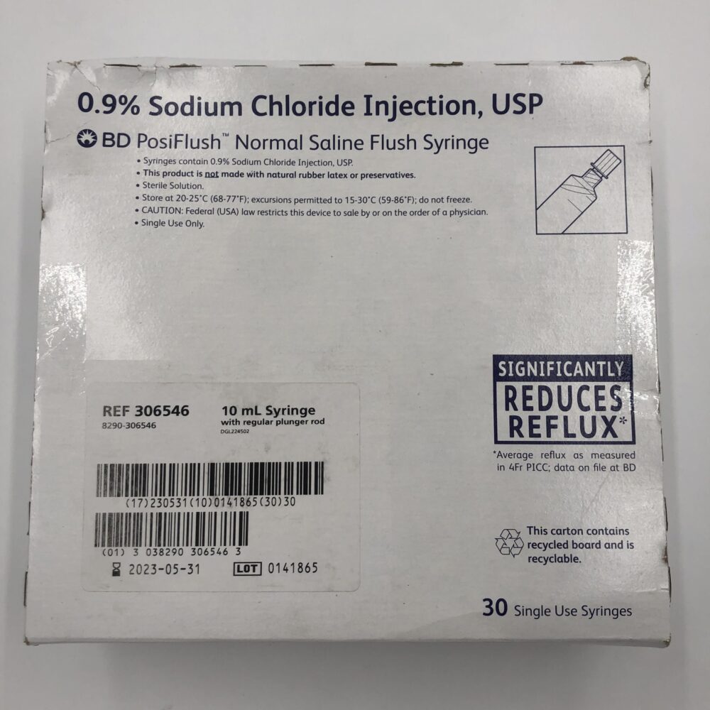 BD 306546 0.9% Sodium Chloride Injection, USP, PosiFlush Normal Saline ...