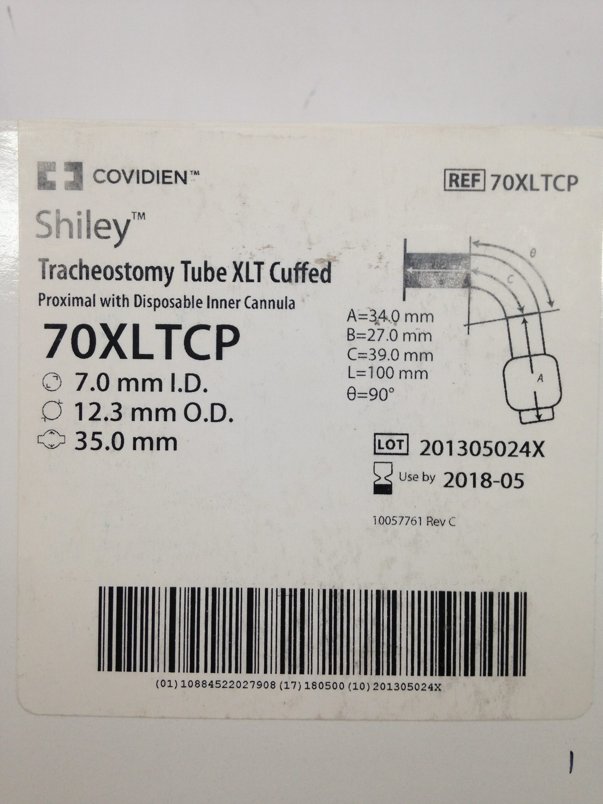 COVIDIEN 70XLTCP Shiley Tracheostomy Tube XLT Cuffed Proximal With ...