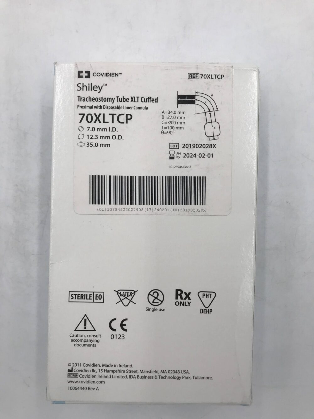 COVIDIEN 70XLTCP Shiley Tracheostomy Tube XLT Cuffed, Proximal With ...