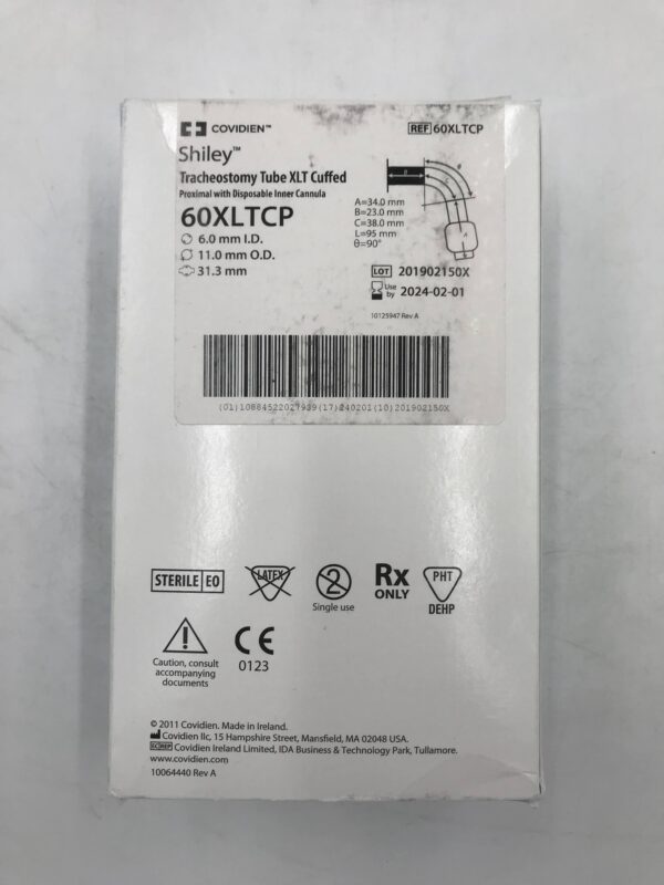 COVIDIEN 60XLTCP Shiley Tracheostomy Tube XLT Cuffed, Proximal w ...