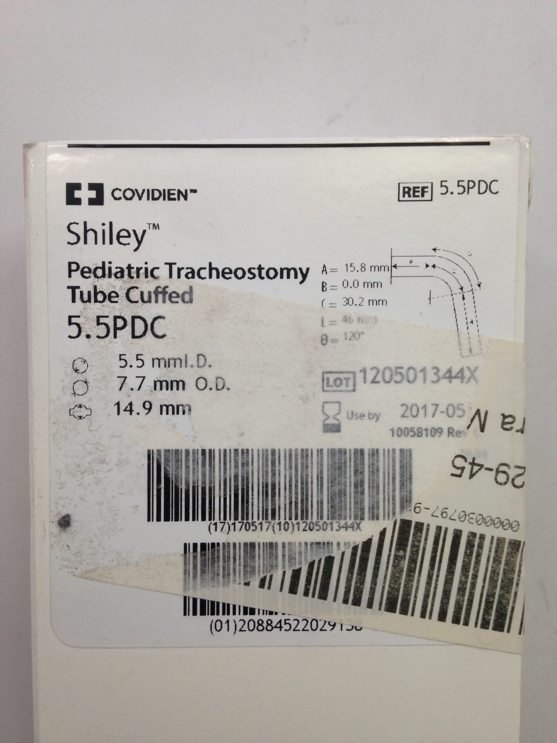 COVIDIEN 5.5PDC Shiley Tracheostomy Tube Cuffed, 5.5mm I.D. (X) - GB ...