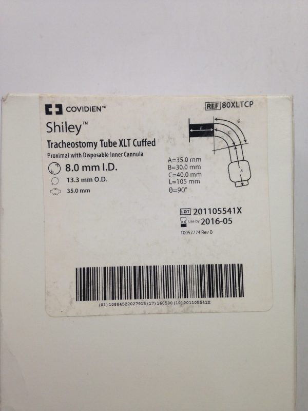COVIDIEN 80XLTCP Shiley Tracheostomy Tube XLT Cuffed, Proximal With ...