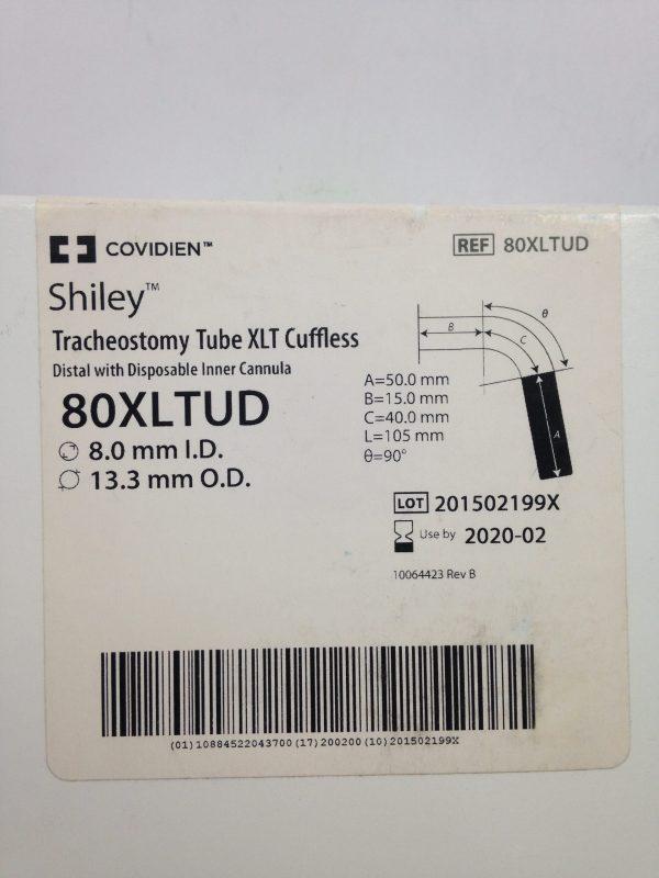 COVIDIEN 80XLTUD Shiley Tracheostomy Tube XLT Cuffless Distal With ...