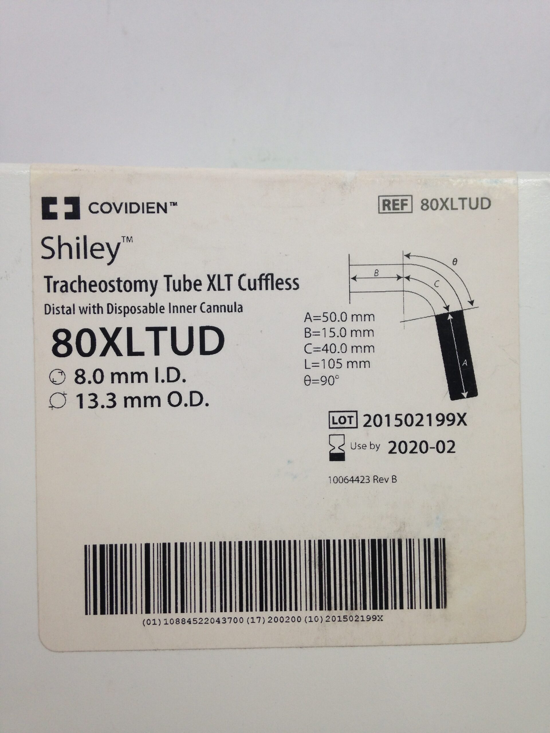 COVIDIEN 80XLTUD Shiley Tracheostomy Tube XLT Cuffless Distal With ...