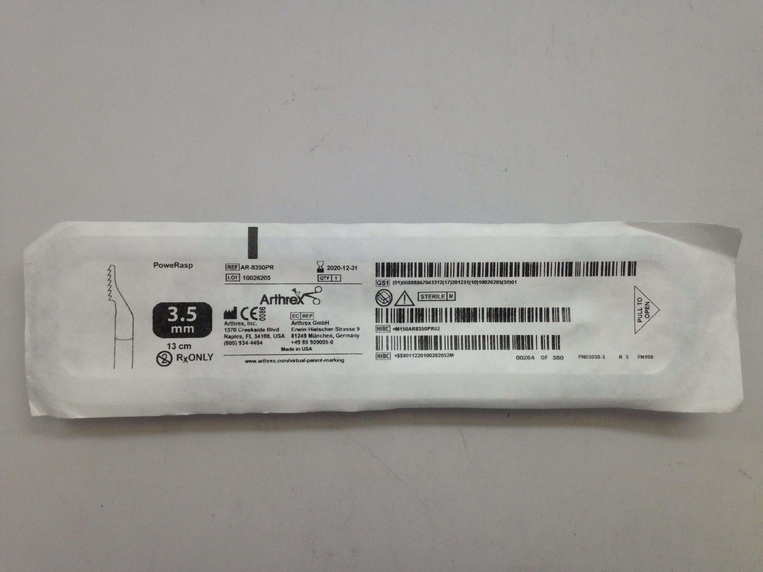 ARTHREX AR-8350PR PoweRasp Shaver Blade, 3.5mm (X) - GB TECH USA