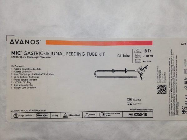 AVANOS 0250-18 MIC Gastric-Jejunal Feeding Tube Kit, Endoscopic ...