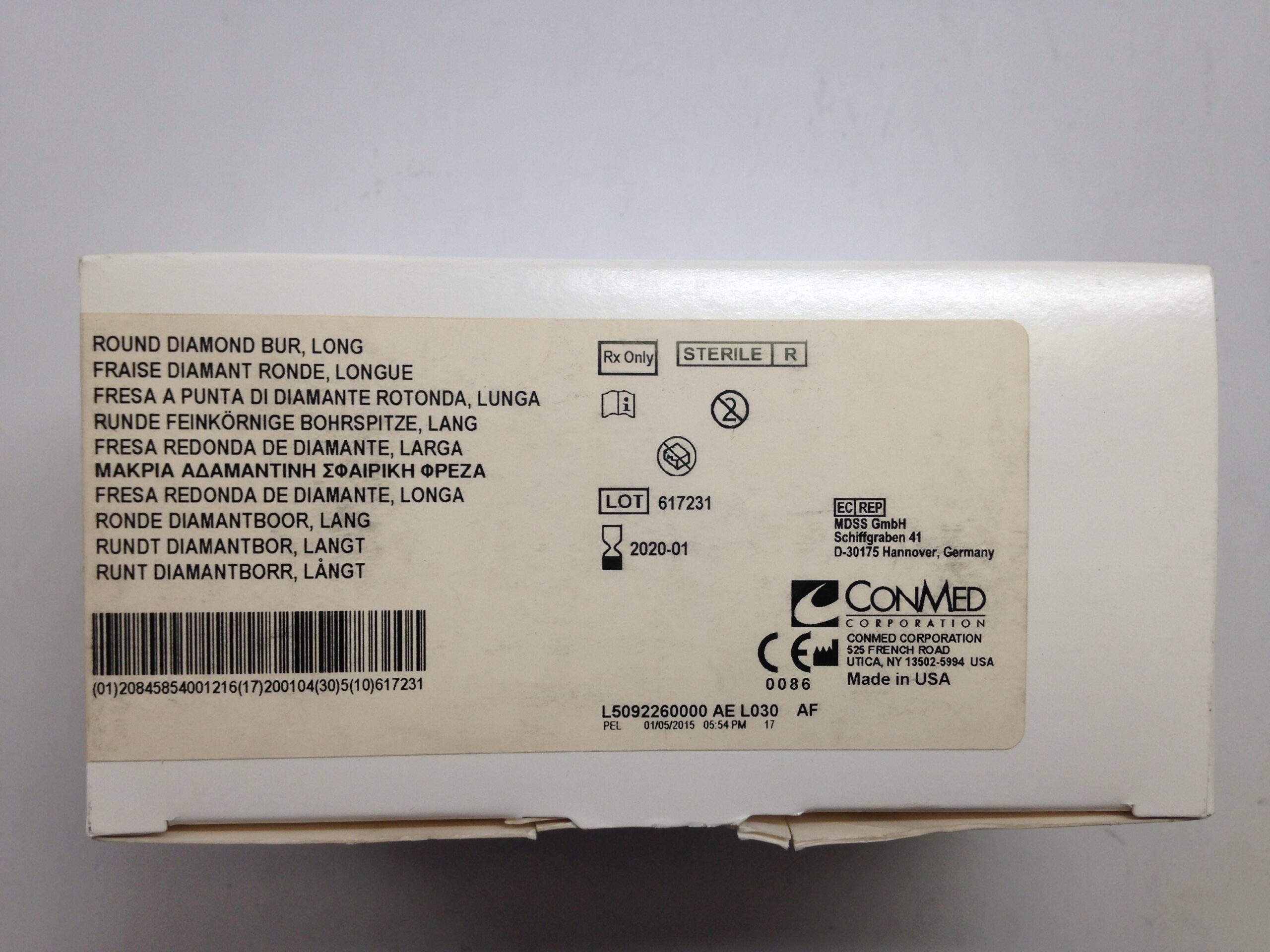 CONMED 5092-260 Round Diamond Bur, Long 2mm (5/Box) (X) - GB TECH USA