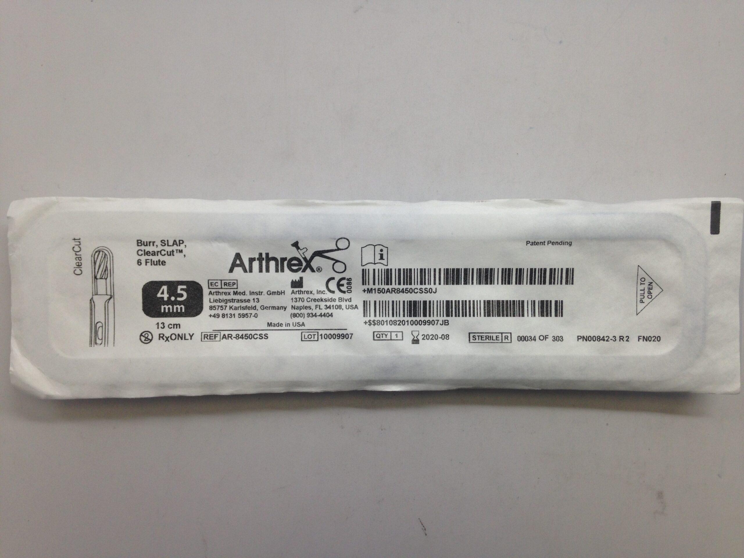 ARTHREX AR-8450CSS Burr, SLAP ClearCut 6 Flute, 4.5mm x 13 cm (X) - GB ...