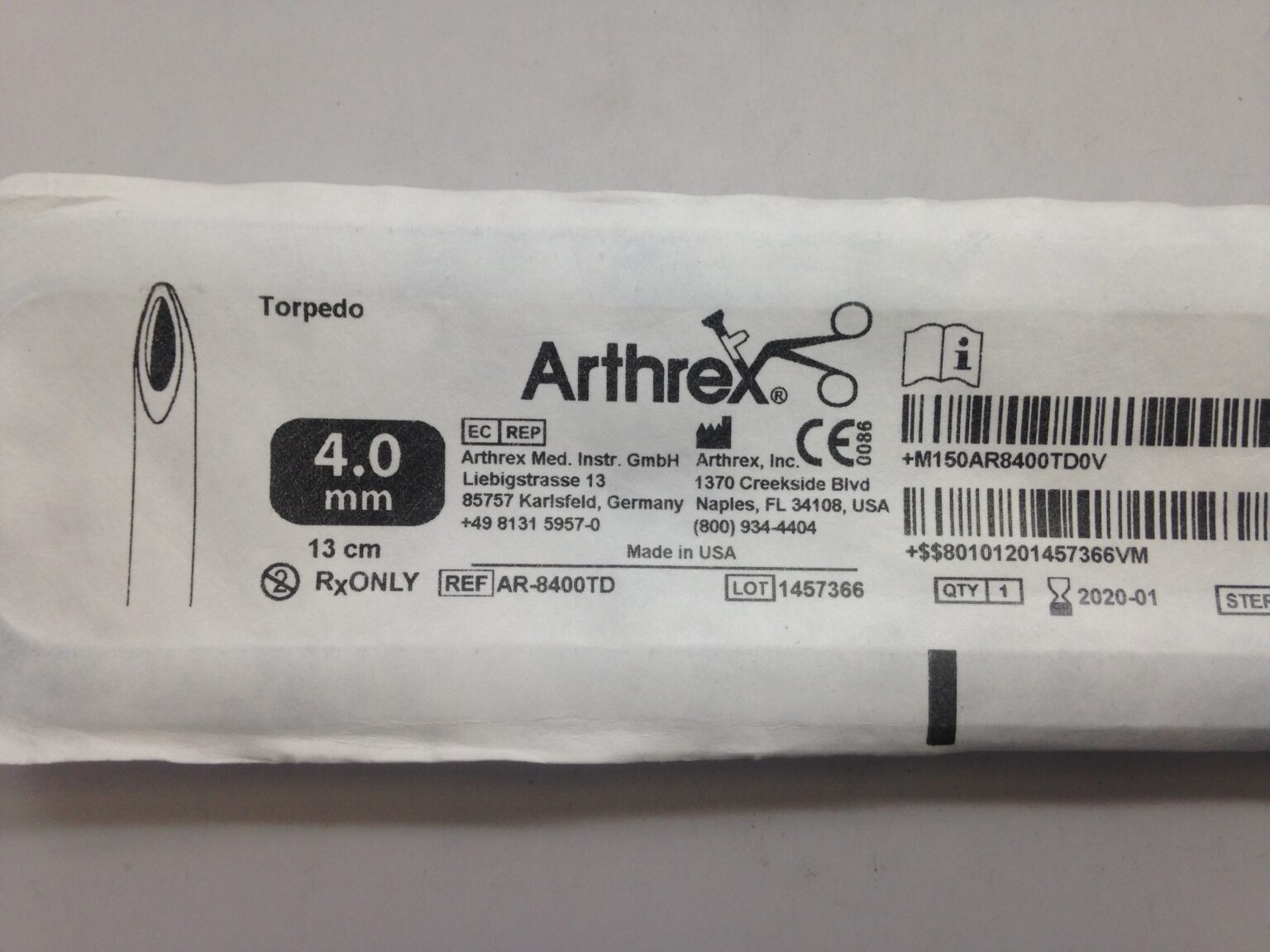 ARTHREX AR-8400TD Torpedo Shaver, 4.0mm x 13cm (X) – GB TECH USA