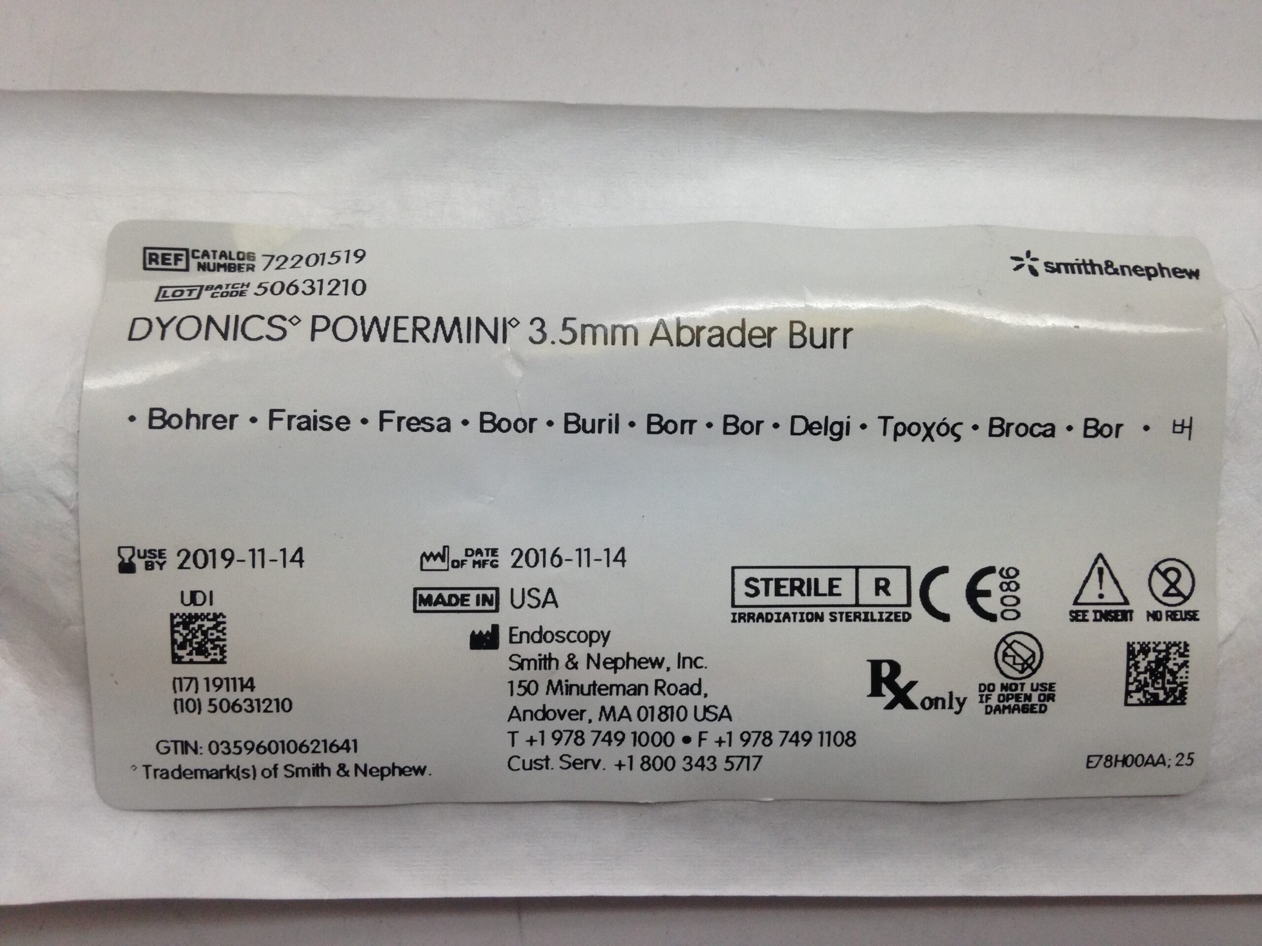 SMITH AND NEPHEW 72201519 DYONICS POWERMINI 3.5mm Abrader Burr (X) - GB ...