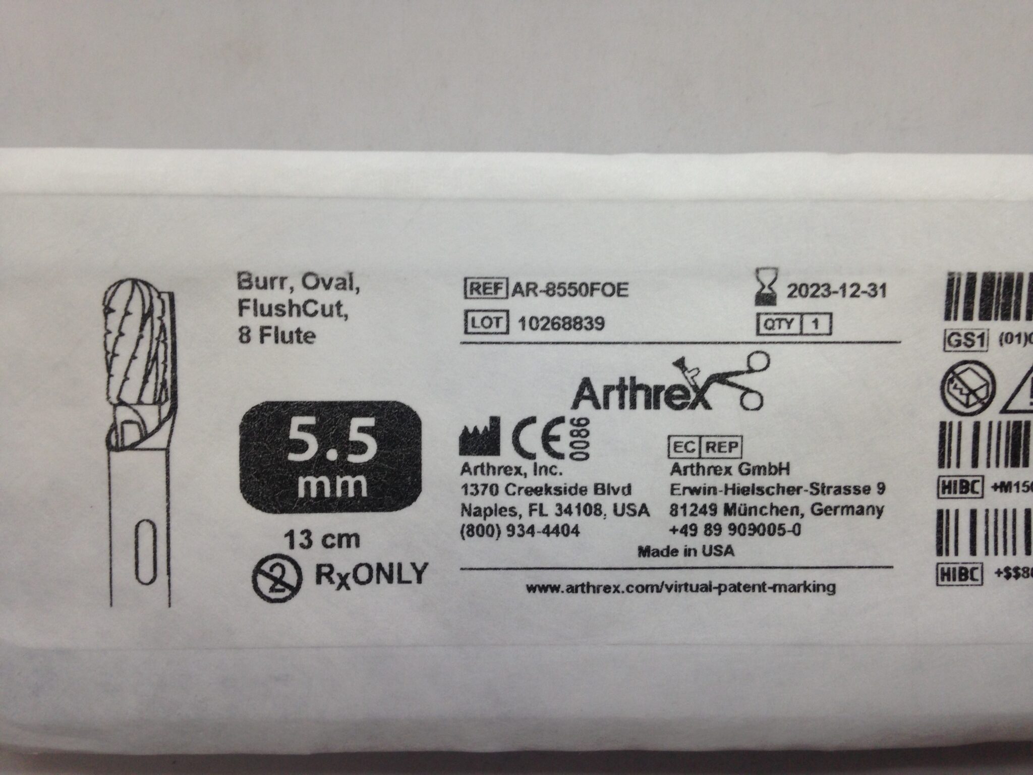 ARTHREX AR-8550FOE Burr, Oval, FlushCut, 8 Flute, 5.5mm – GB TECH USA