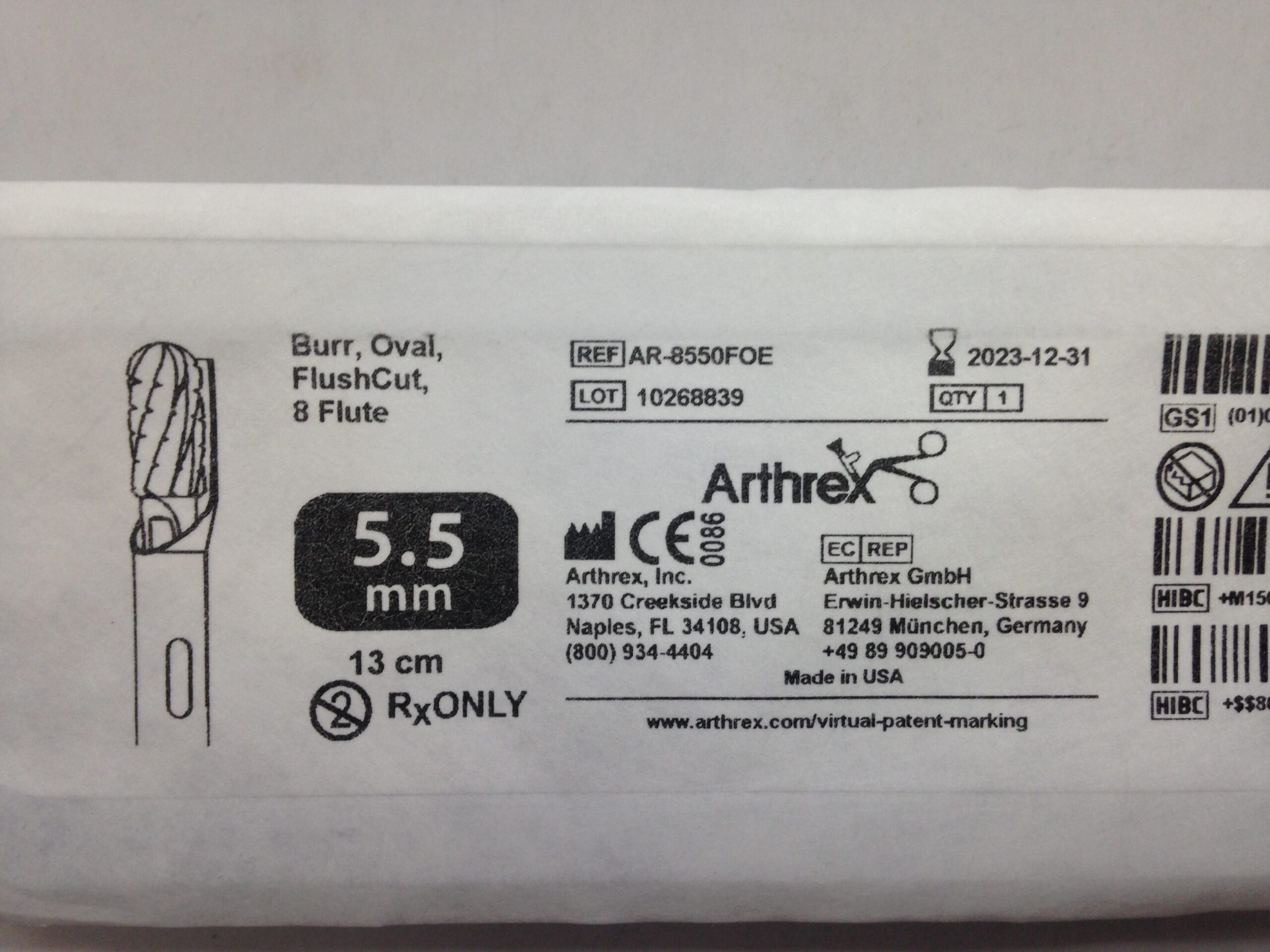 ARTHREX AR-8550FOE Burr, Oval, FlushCut, 8 Flute, 5.5mm – GB TECH USA