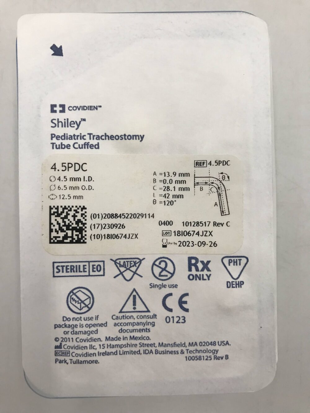 COVIDIEN 4.5PDC Pediatric Tracheostomy Tube Cuffed, 4.5mm I.D. – GB ...