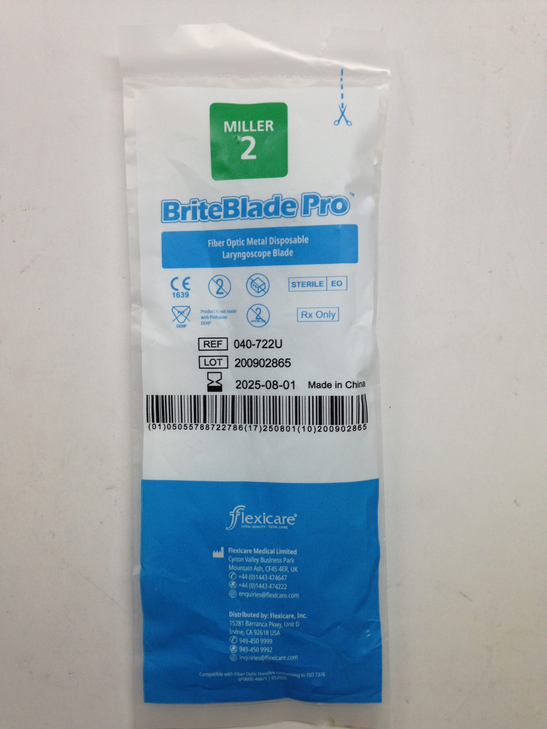 FLEXICARE 040-722U BriteBlade Pro Fiber Optic Metal Disposable ...