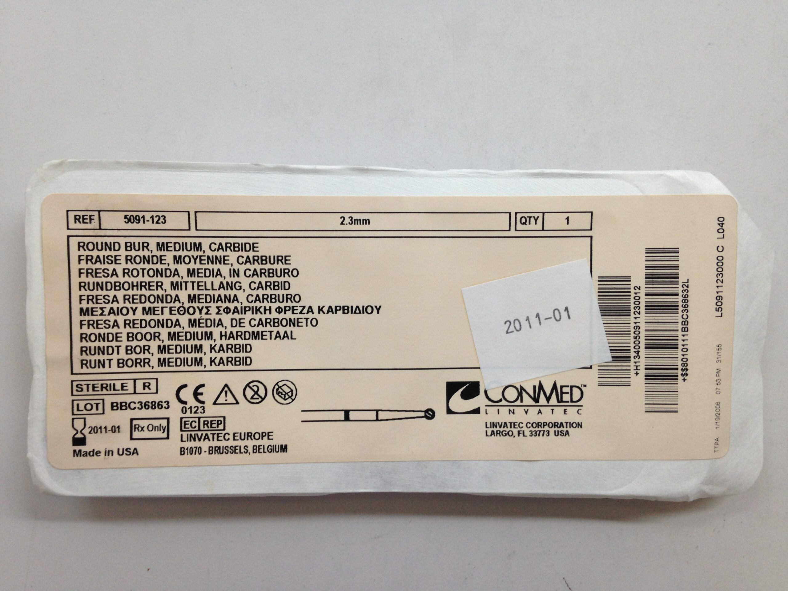 CONMED 5091-123 Round Bur, Medium, Carbide, 2.3mm (X) - GB TECH USA