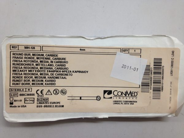 CONMED 5091-128 Round Bur, Medium, Carbide, 4mm (X) - GB TECH USA