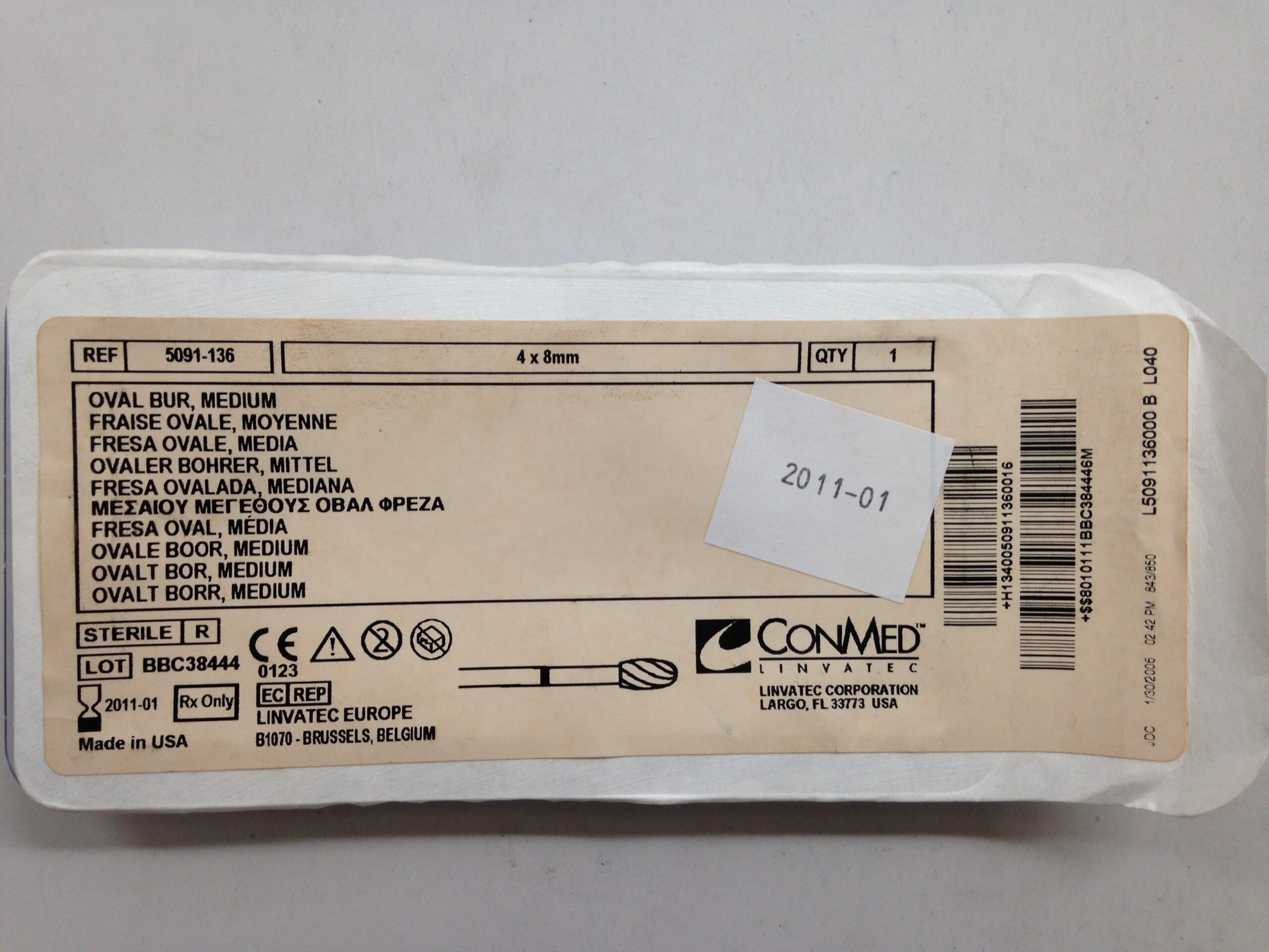 CONMED 5091-136 Oval Bur, Medium, 4 x 8mm (X) - GB TECH USA