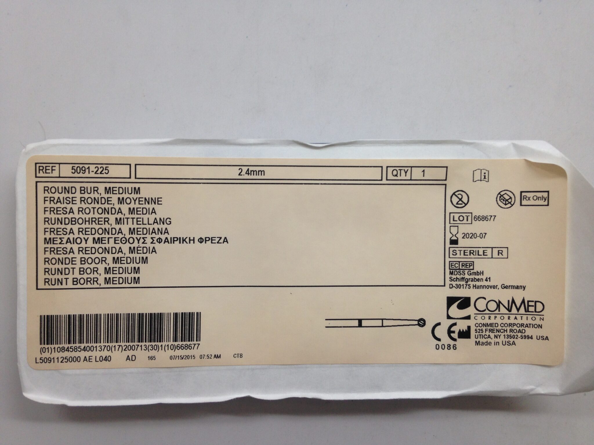 CONMED 5091-225 Round Bur, Medium, 2.4mm (X) – GB TECH USA