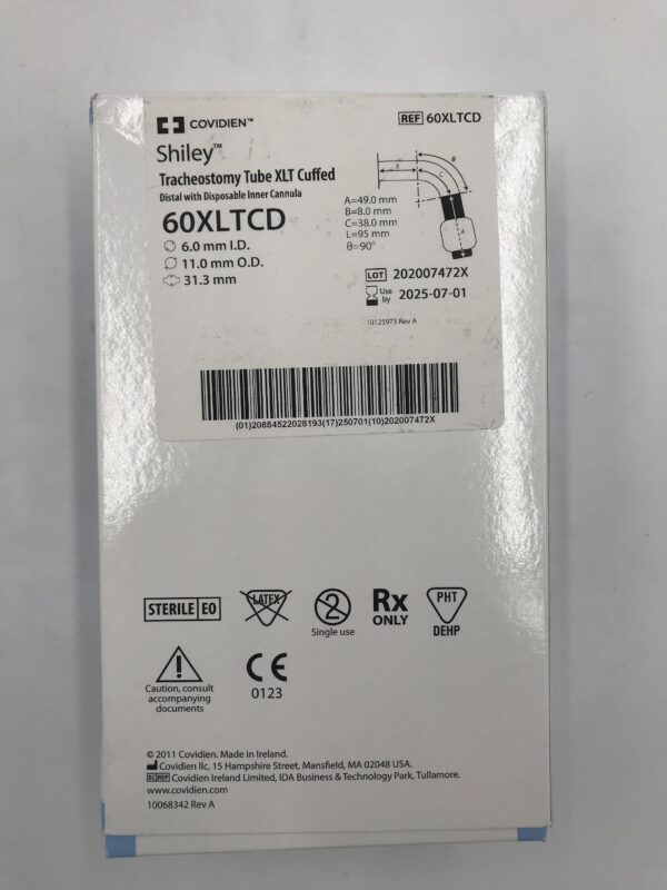COVIDIEN 60XLTCD Shiley Tracheostomy Tube XLT Cuffed, Distal With ...