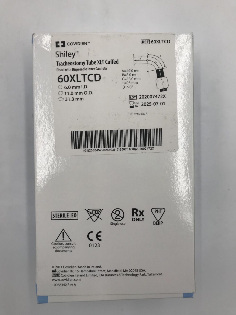 COVIDIEN 60XLTCD Shiley Tracheostomy Tube XLT Cuffed, Distal With ...