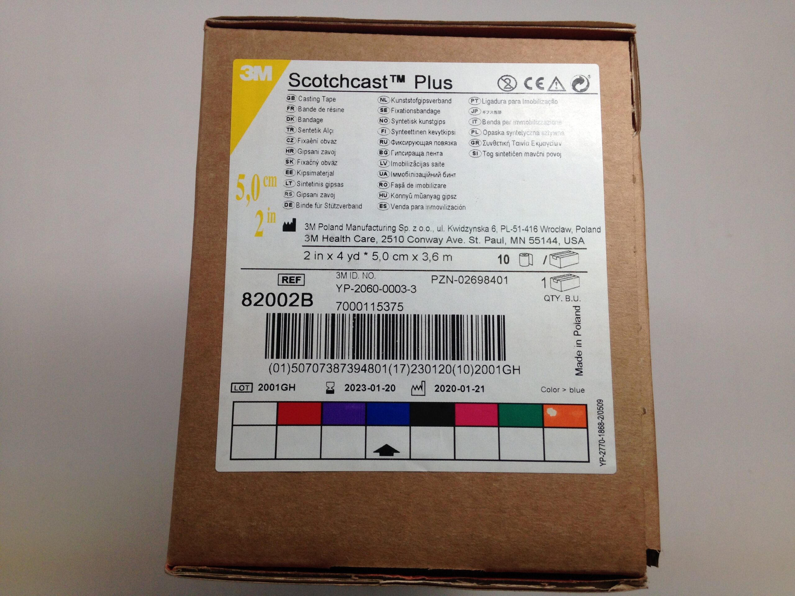 3M 82002B Scotchcast Plus Casting Tape, 2in x 4yd Color Blue (Box Of 10 ...