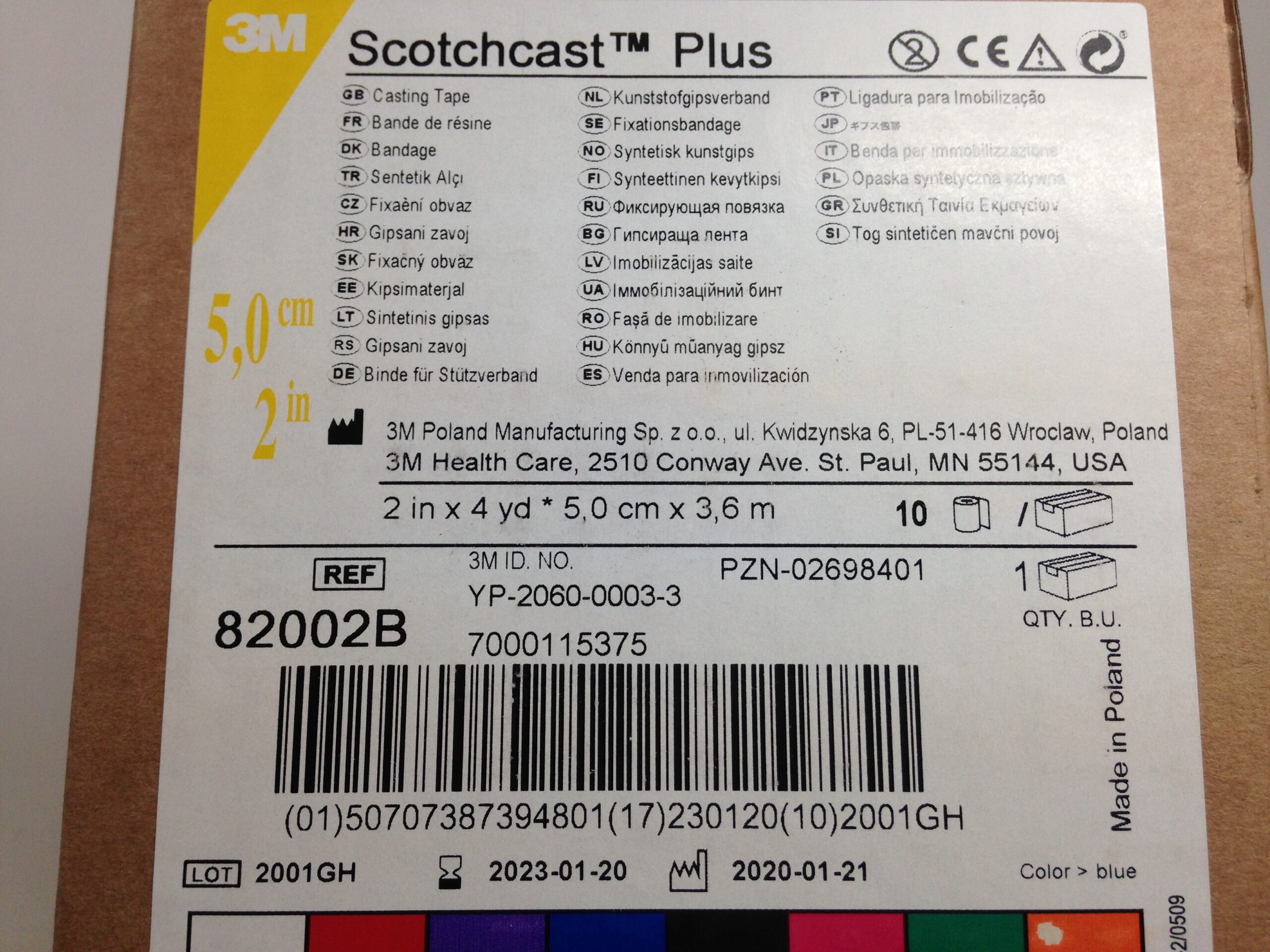 3M 82002B Scotchcast Plus Casting Tape, 2in x 4yd Color Blue (Box Of 10 ...
